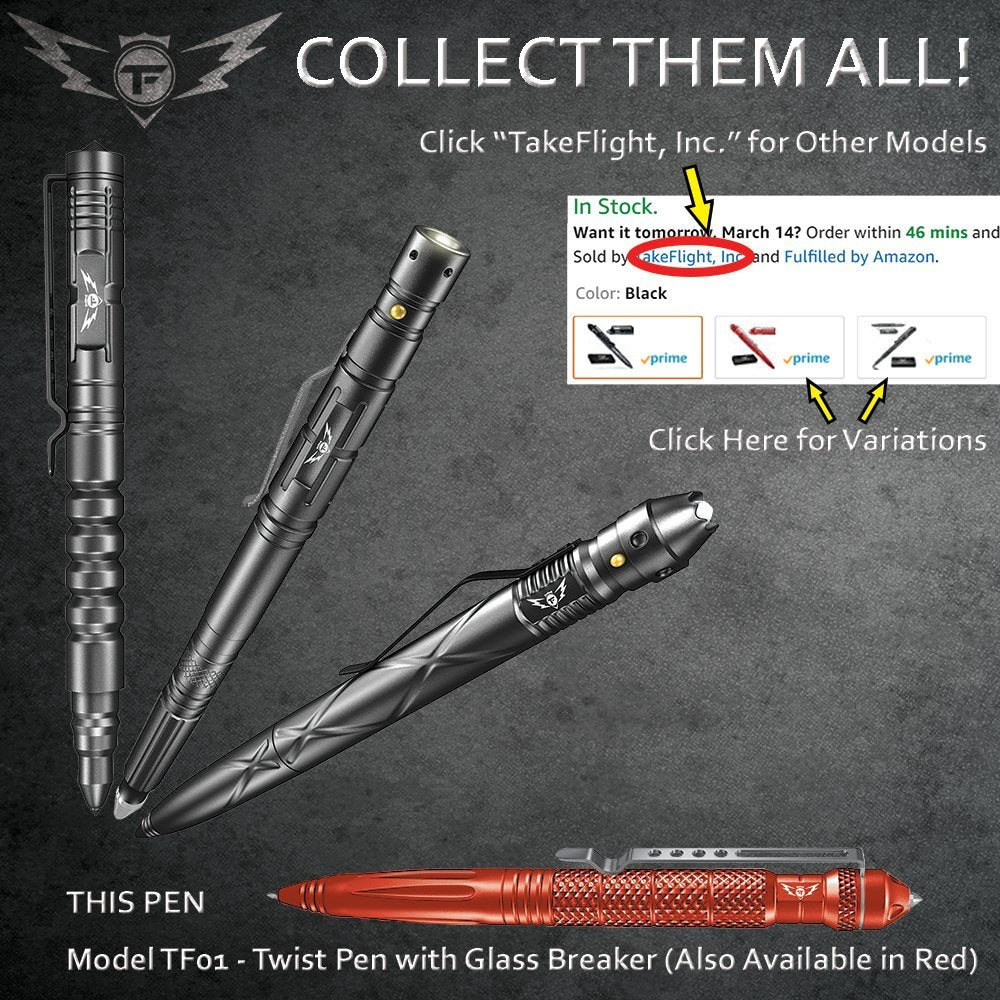 Tactical Pen for Self Defense - Model TF01-Red with Window Glass Break ...